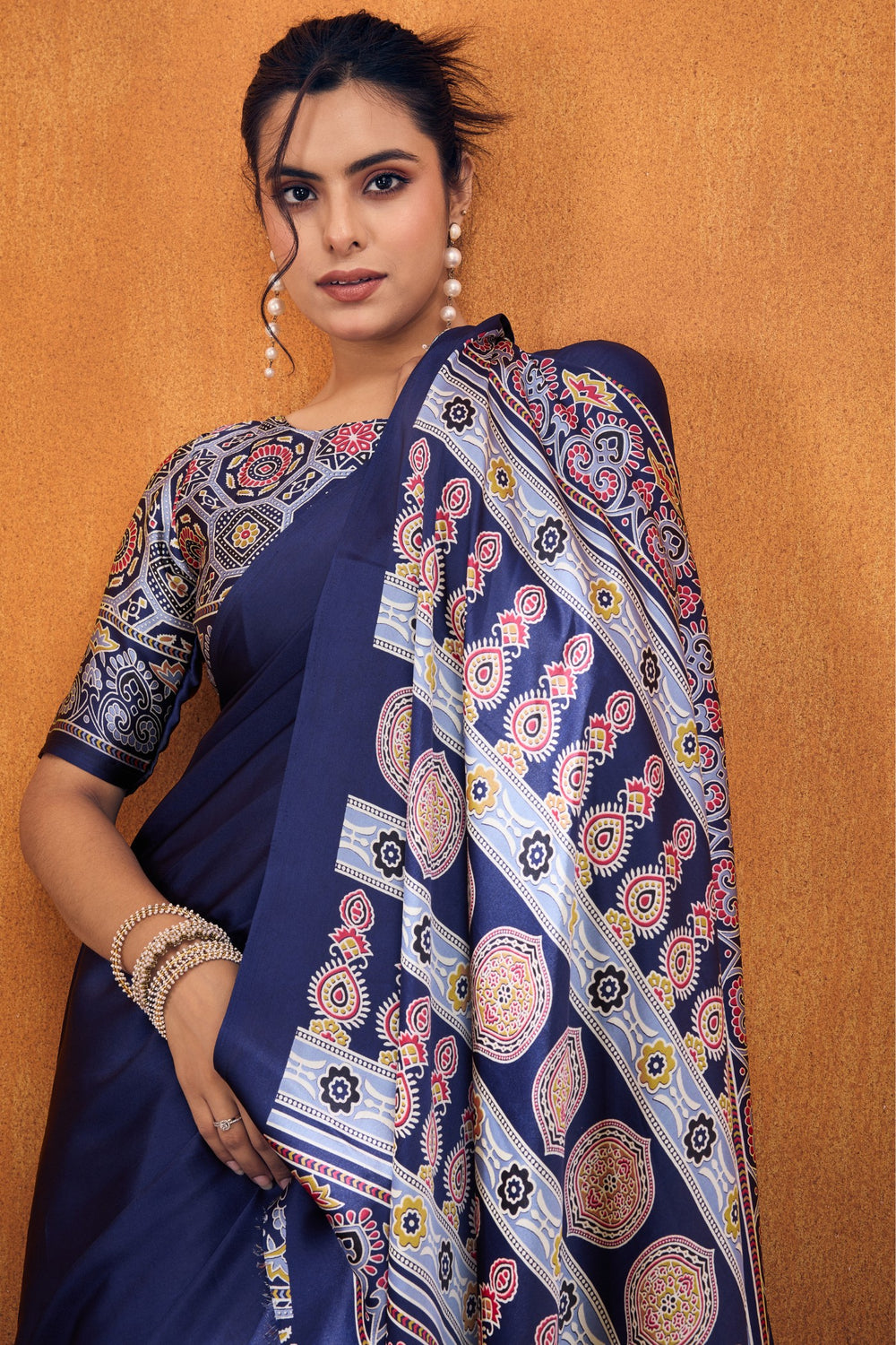 Buy Ajrakh Sarees Online | MySilkLove - Exclusive Offers!