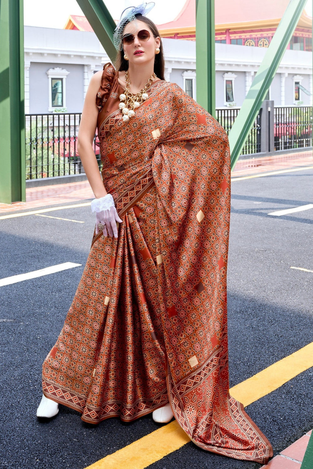 Buy Ajrakh Sarees Online | MySilkLove - Exclusive Offers!