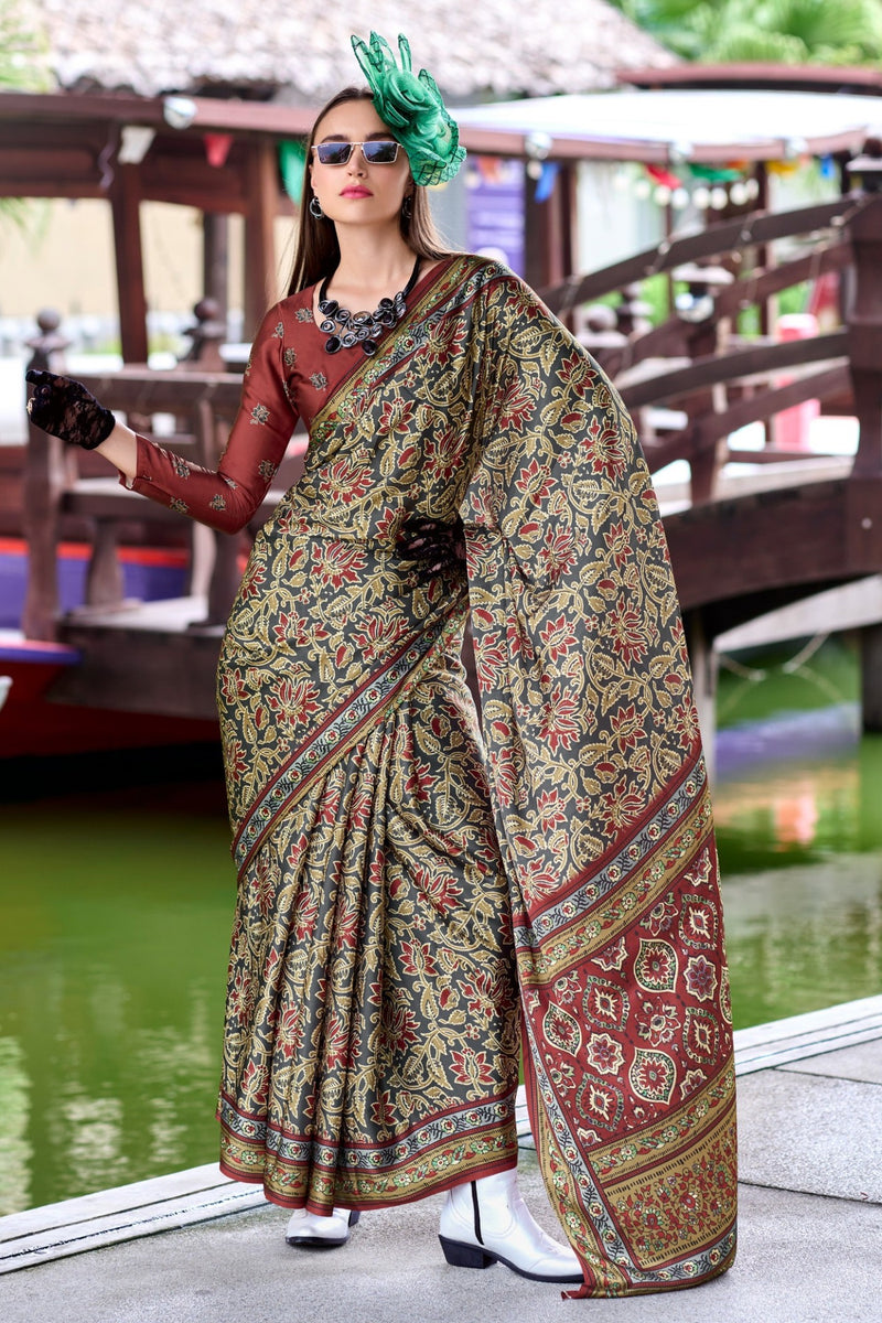 Buy Ajrakh Sarees Online | MySilkLove - Exclusive Offers!
