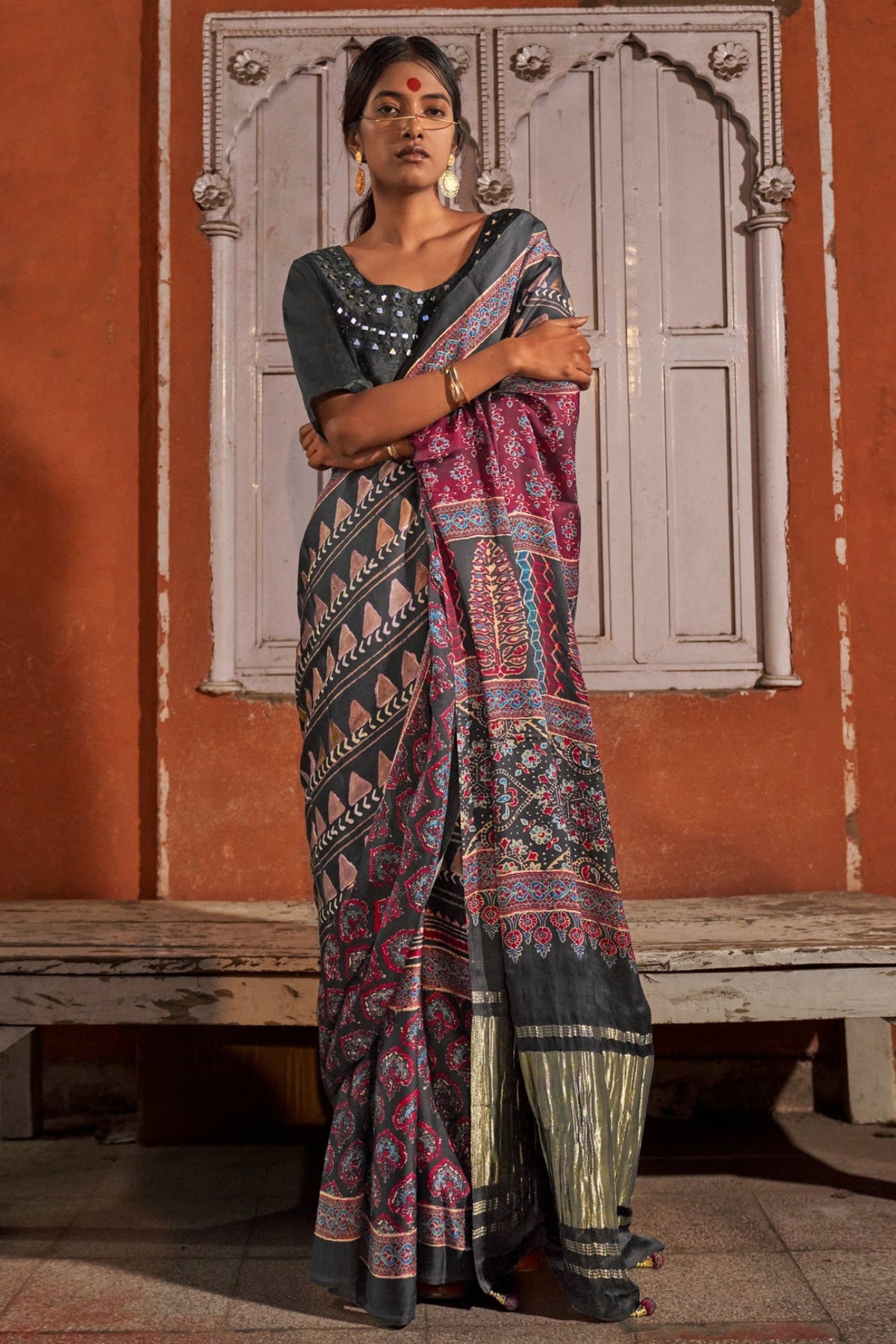 Buy Ajrakh Sarees Online | MySilkLove - Exclusive Offers!