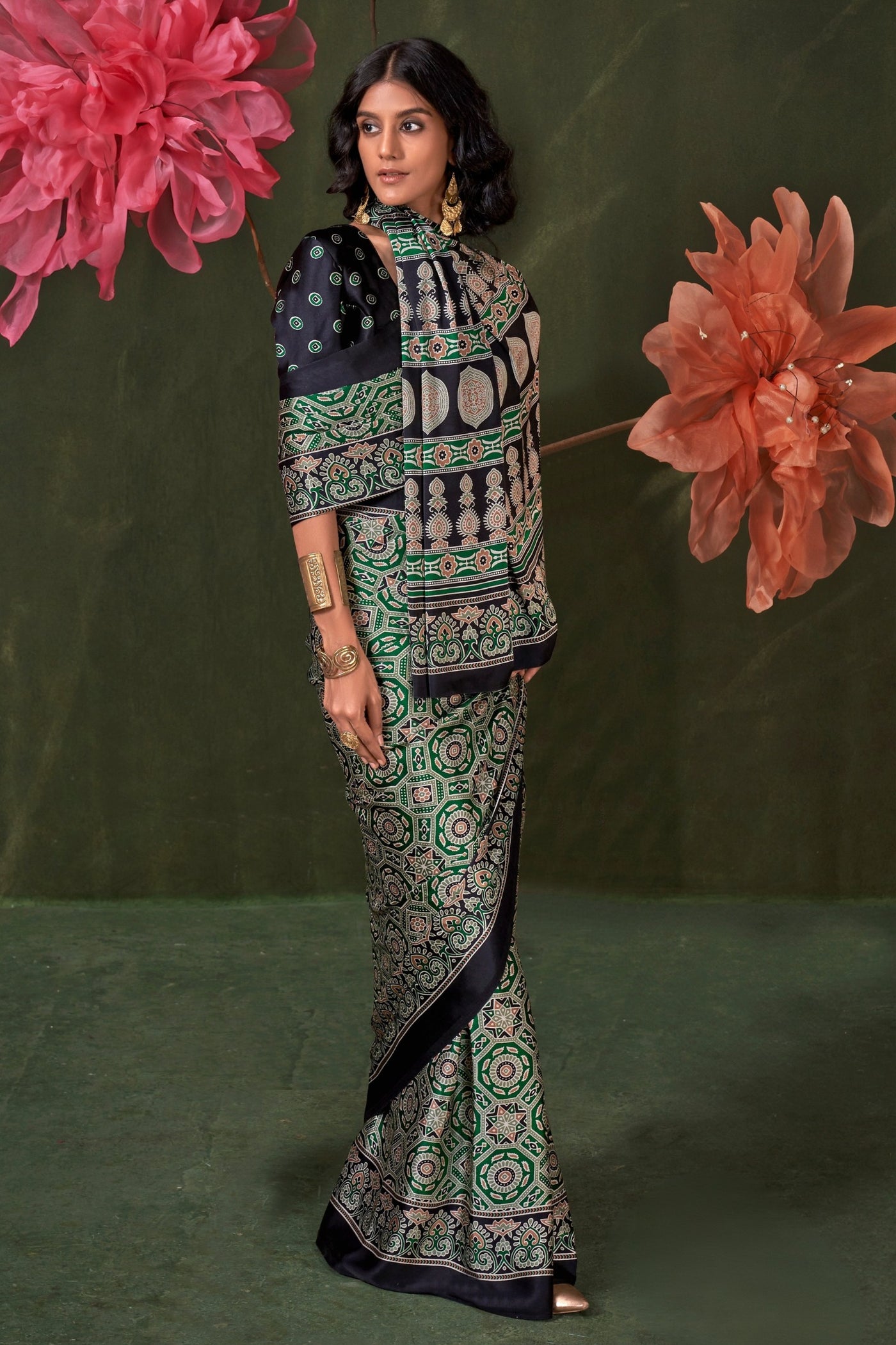 Buy Ajrakh Sarees Online | MySilkLove - Exclusive Offers!