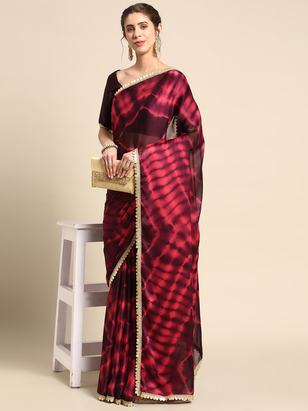Buy Red Satin Silk Saree for Farewell — Woven | MySilkLove Online ...