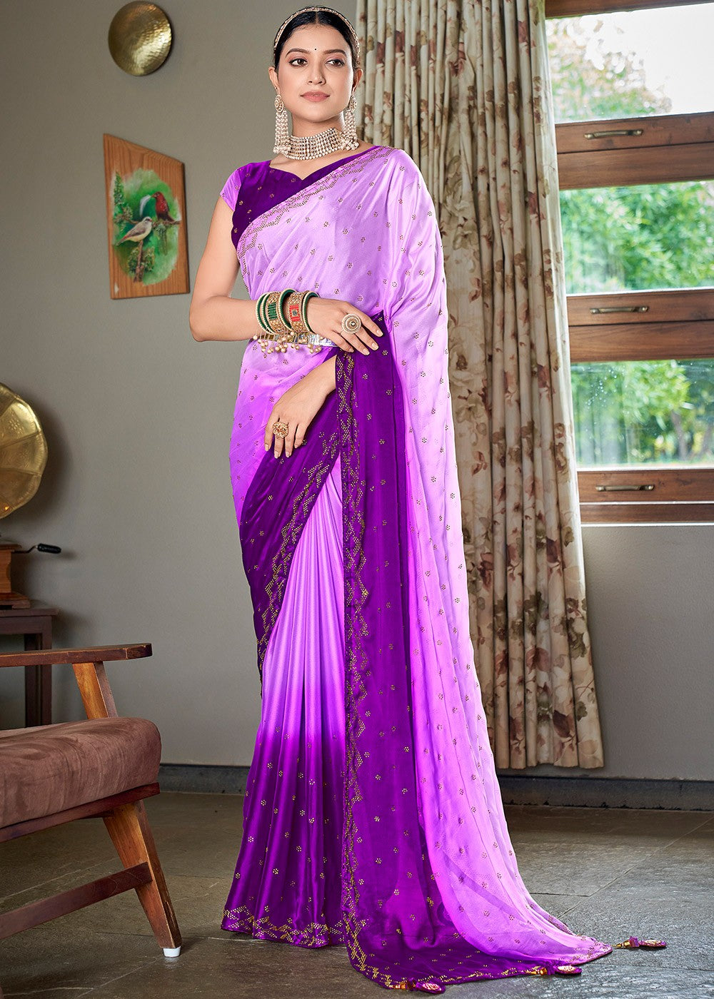 Buy Perfume Purple Designer Saree Online - MySilkLove